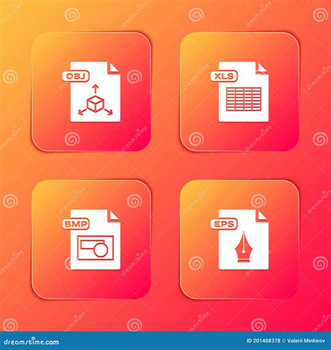 Set Obj File Document Xls Bmp And Eps Icon Vector Stock Vector Illustration Of Extension