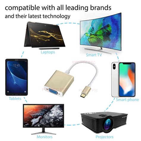 USB Type C To VGA Female Video Cable Adapter Converter K K UHD PTComputers
