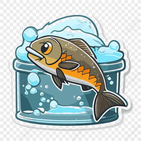 卡通桶裡的魚貼紙剪貼畫 向量 卡通魚 卡通貼紙EPS圖案素材免費下載可愛卡通圖片尺寸2134 2134px Lovepik