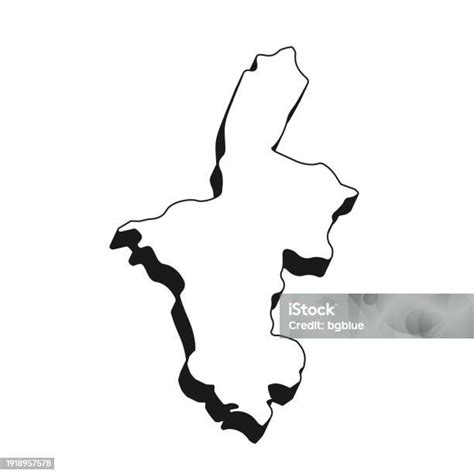 Carte Du Ningxia Avec Contour Noir Et Ombre Sur Fond Blanc Vecteurs