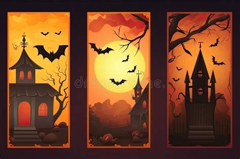 Halloween Banner Set Promo Sale Generative Ai Stock Illustration