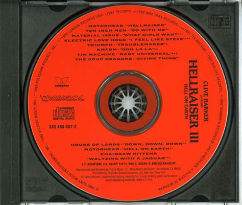 Hellraiser 3 Soundtrack 1992 Cd Sniper Reference Collection Of Rare Movie Soundtracks