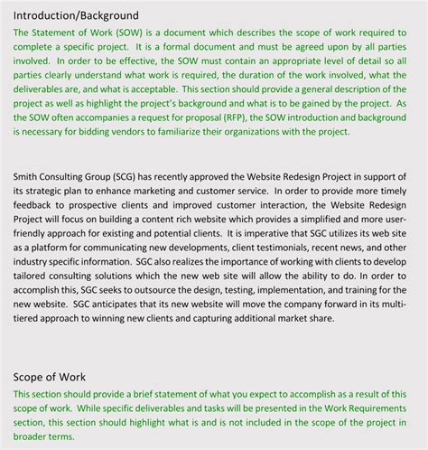 Free Statement Of Work Sow Templates Excel Word