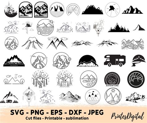 121 Mountains Svg Bundle Mountains Svg Png Camping Svg Adventure Svg