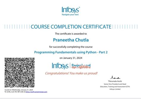 Praneetha Chutla On Linkedin Python Infosysspringboard