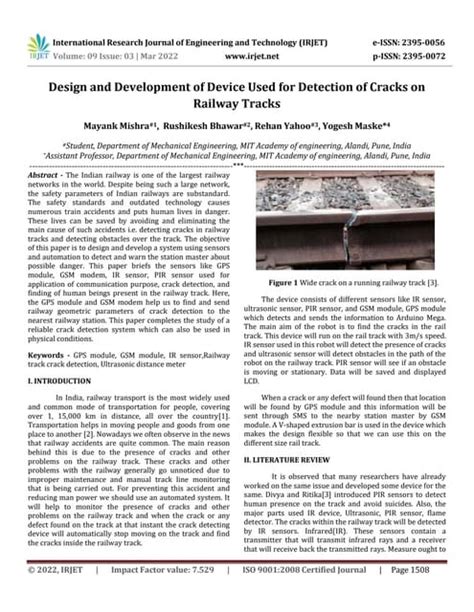 Irjet Railway Track Crack And Obstacle Detection Using Arduino Pdf