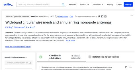Wideband Circular Wire Mesh And Annular Ring Monopole Antennas [scite Report]