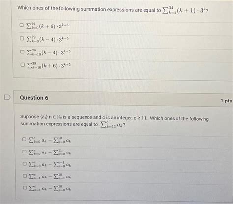 solved which ones of the following summation expressions are