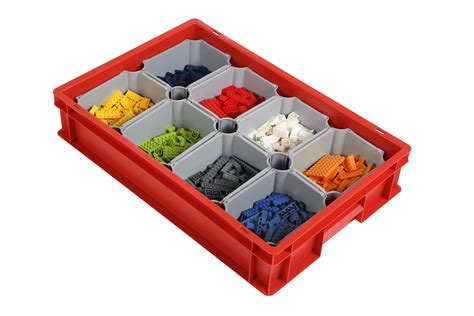 Stacking Bin 600 X 400 X H 120 Mm Red Smooth Base Transoplast