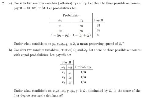 Solved A Consider Two Random Variables Lotteries ω~1 And