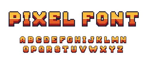 Pixel Game Font Arcade 8 Bit Alphabet Symbols Retro Console Text Ele