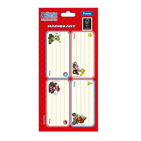 Etiqueta Escolar Super Mario Bros C8 Unico