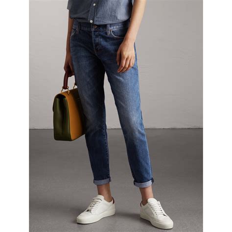 Relaxed Fit Mid Indigo Jeans Women Burberry United States