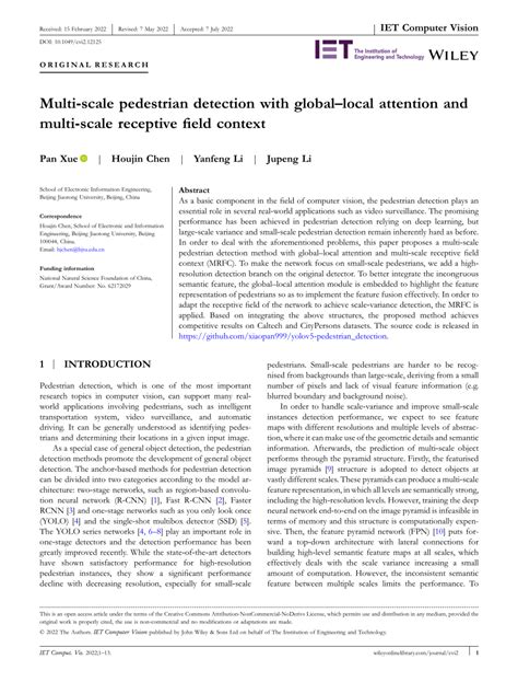 Pdf Multi‐scale Pedestrian Detection With Globallocal Attention And