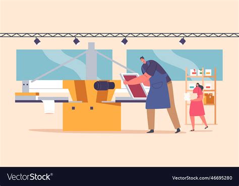 Silk Screen Printing Process In Studio With Worker