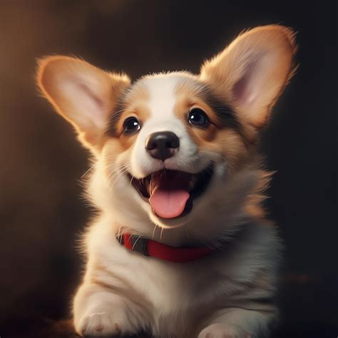 Adorable Corgi Dog Is Smiling Funny Cute Corgi With Flowers And