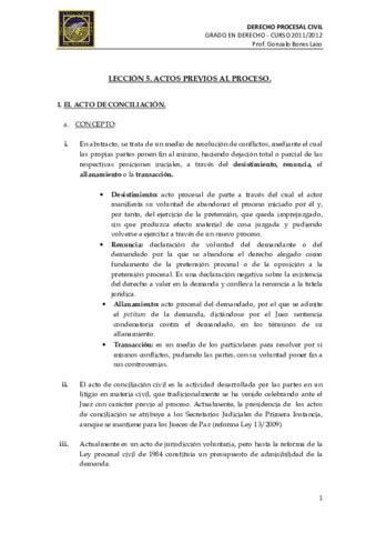 LECCION 5 ACTOS PREVIOS AL PROCESO Pdf