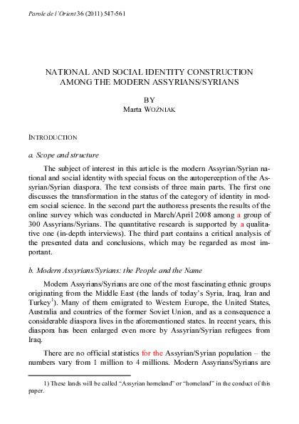 Pdf National And Social Identity Construction Among The Modern