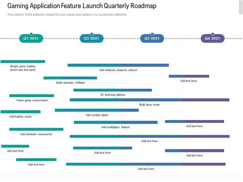 Gaming Application Feature Launch Quarterly Roadmap Diagrams