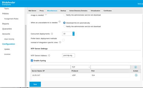 Syslog Configuration On Bitdefender Gravityzone Sgbox Next Generation Siem And Soar