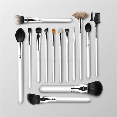 Vector Set Of Black Clean Professional Makeup Concealer Powder Blush