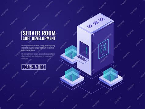 서버 룸 및 데이터 클라우드 스토리지 개념 데이터베이스 연결이있는 아이소 메트릭 데이터 센터 무료 벡터