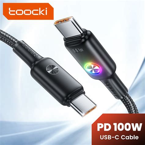 Toocki 100w Type C เป็น Type C สายชาร์จเร็ว Usb C Qc30 สายเคเบิลข้อมูล