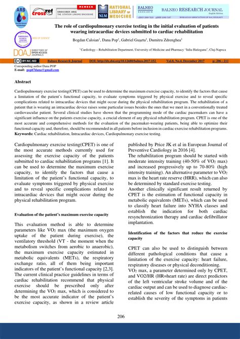 Pdf The Role Of Cardiopulmonary Exercise Testing In The Initial