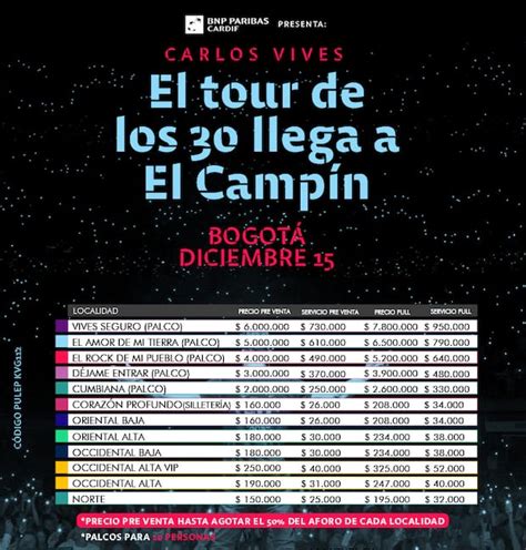 Concierto Carlos Vives En Bogotá 2023 Cómo Y Dónde Comprar Entradas