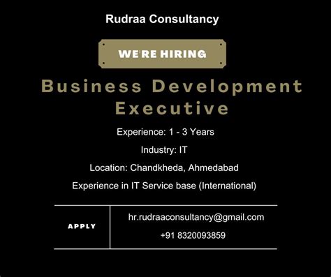 Rudraa Consultancy On Linkedin Hiring Hiringnow Businessdevelopmentexecutive Hiringimmediate