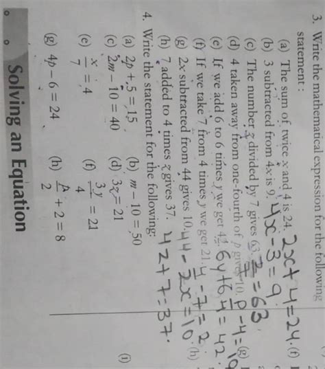 Write The Mathematical Expression For The Following Statement Filo