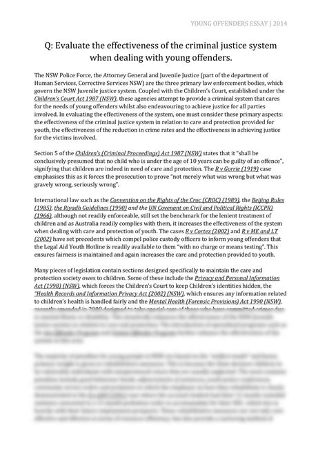 Legal Studies Young Offenders Essay Legal Studies Year 12 Hsc