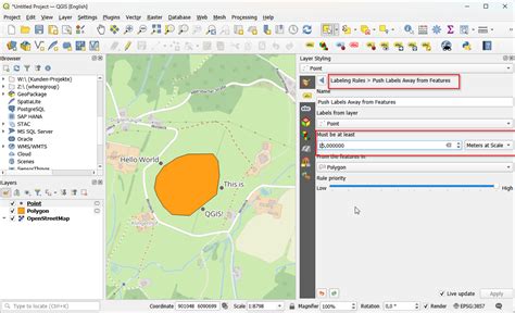 Labeling Qgis Points Labels Buffer By A Specified Polygon Geographic Information Systems