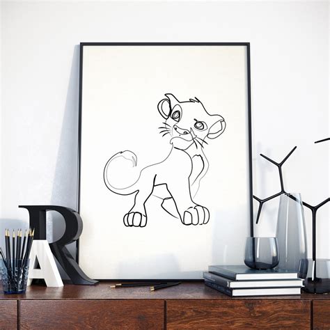 Simba Line Art Poster Simba Disney Minimalism Art Work Simba Print