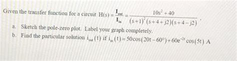 Solved Given The Transfer Function For A Circuit H S Iin Chegg