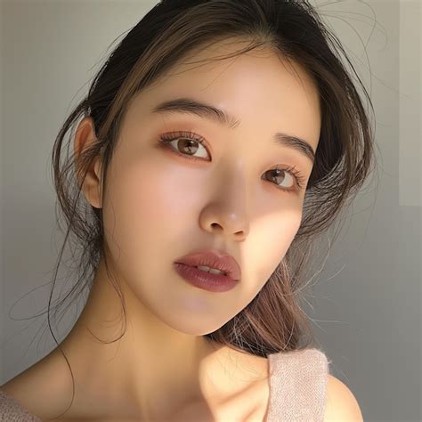 A Woman With A Light On Her Face And A Shadow On Her Face Premium Ai