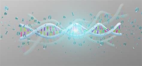 Data Coded Dna With Binary File Around 3d Rendering Stock Illustration