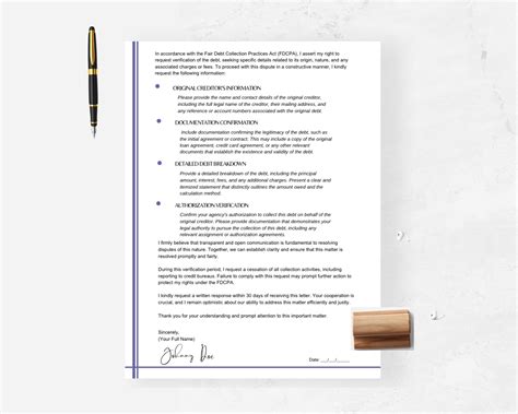 Debt Collection Dispute Letter Template Prntbl