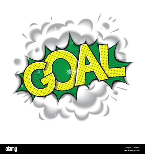 Comic Bang With Lettering Goal And Realistic Puffs Smoke Pop Art