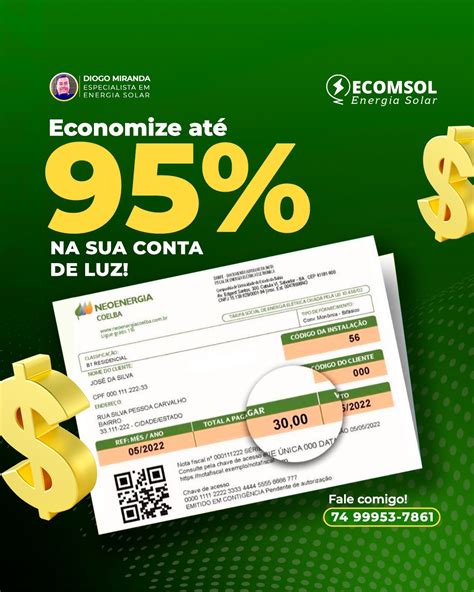 Economize até 95 na sua conta de luz a EcomSol Energia Solar
