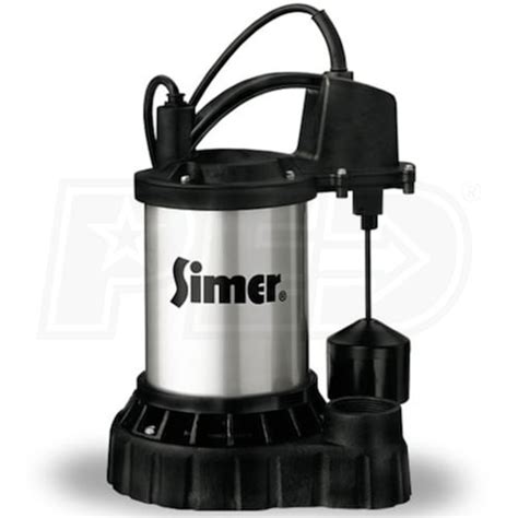 Simer 3986 1 2 Hp Stainless Steel Cast Iron Sump Pump W Vertical