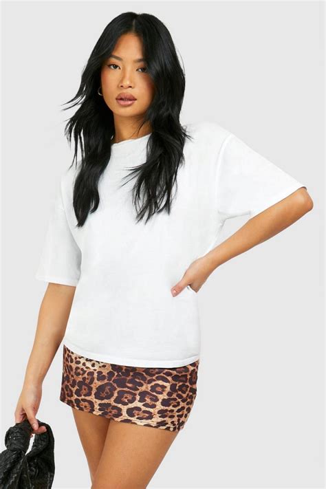 Petite Leopard Print Bengaline Micro Mini Skirt Boohoo Uk