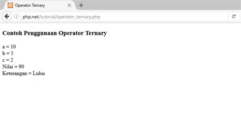 pengertian operator ternary dan operator kontrol error pada php