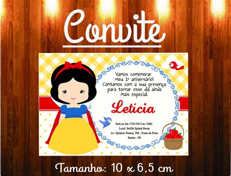 Convite Aniversário Branca de Neve no Elo7 Lv Adesivos e Estampas