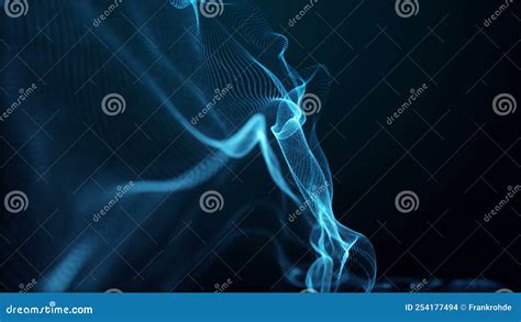futuristic animation with particle wave object in slow motion