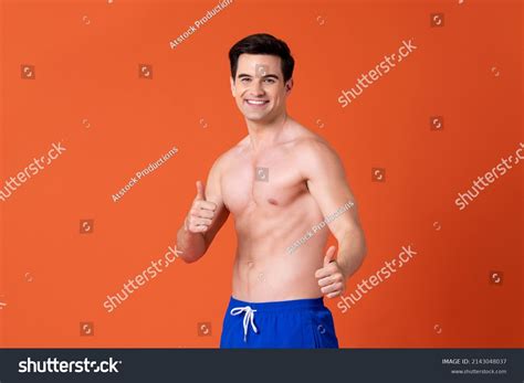 Happy Handsome Shirtless Caucasian Man Smiling Stock Photo Shutterstock
