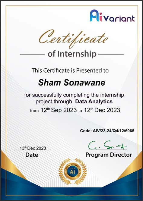 Dataanalyst Internshipcertificate Aivariant Dataanalysis