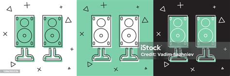 Atur Ikon Speaker Stereo Yang Diisolasi Pada Latar Belakang Putih Dan