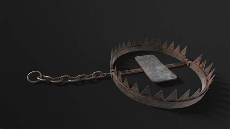 3d Model Chained Bear Trap Vr Ar Low Poly Cgtrader