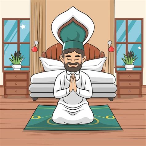 Ilustração desenhada à mão do Ramadão uma pessoa orando Vetor Premium